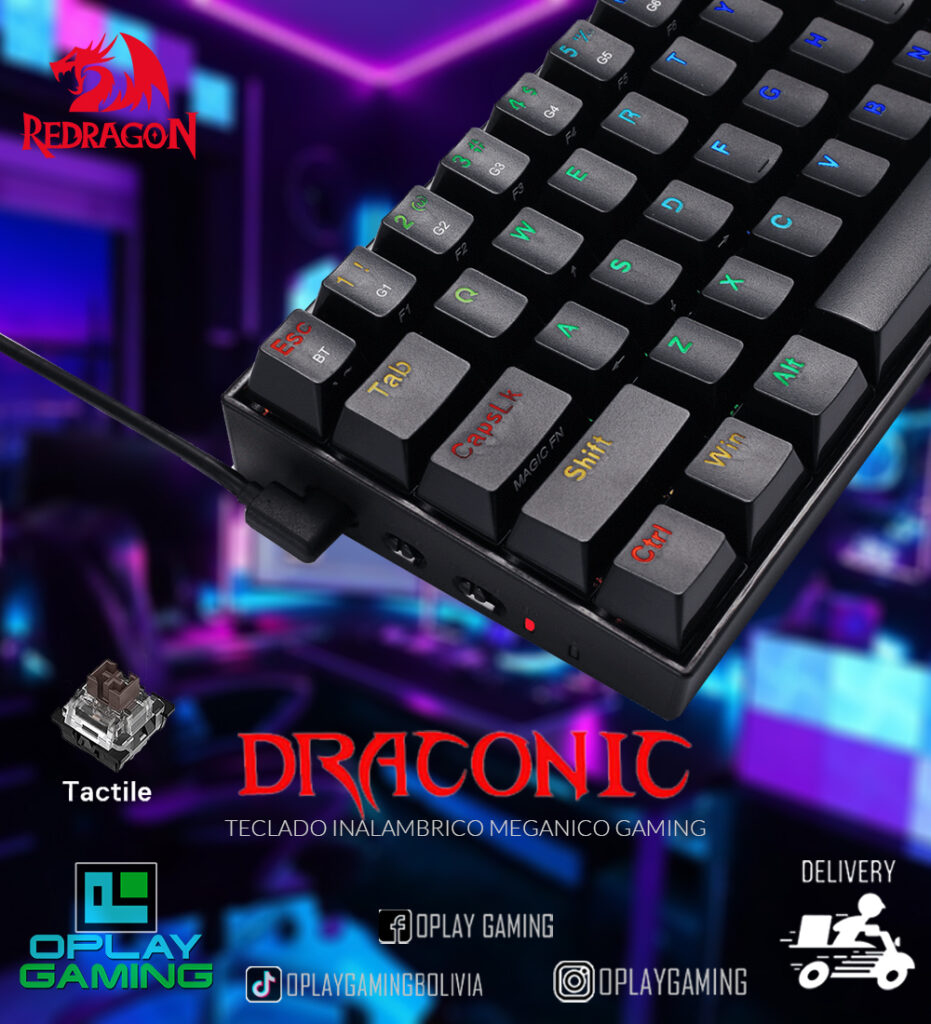Draconic RGB Teclado Mecánico 60% Redragon – OPlayGaming